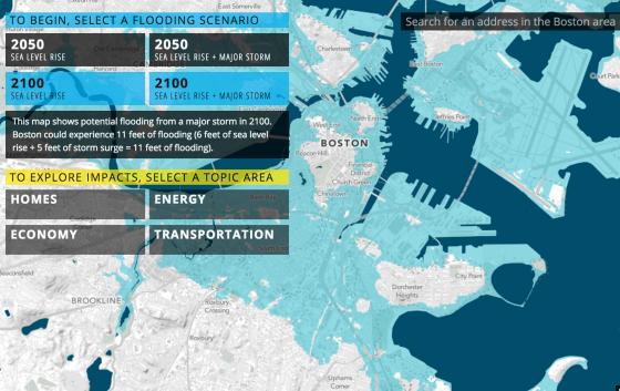 Wow, Check out this Sea Change Map of Boston in 2050 and 2100 | Green ...